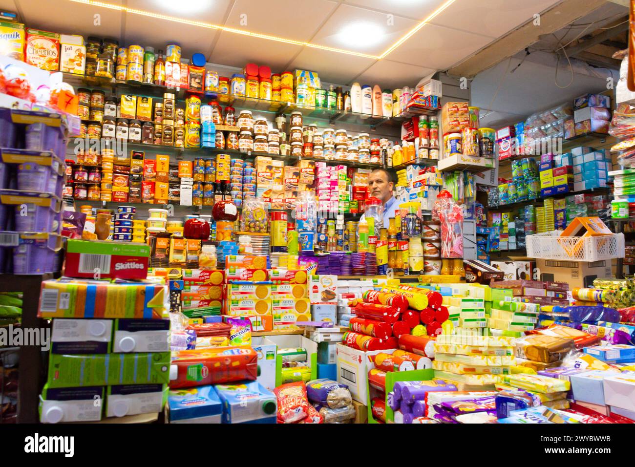 Tangier, Morocco. October 16th, 2022 - Food store in the central market ...