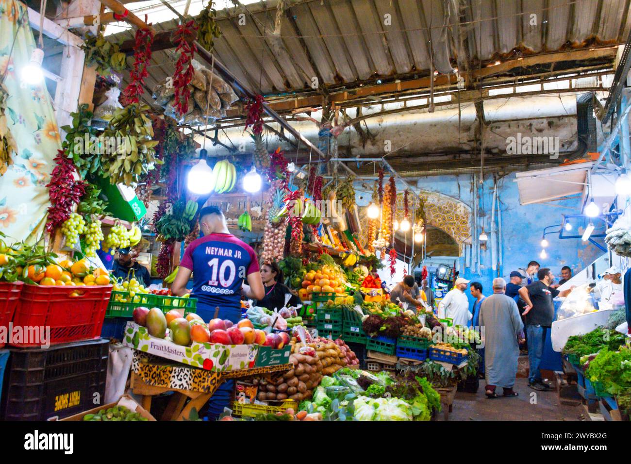 Tangier, Morocco. October 16th, 2022 - Some food stalls in the central ...
