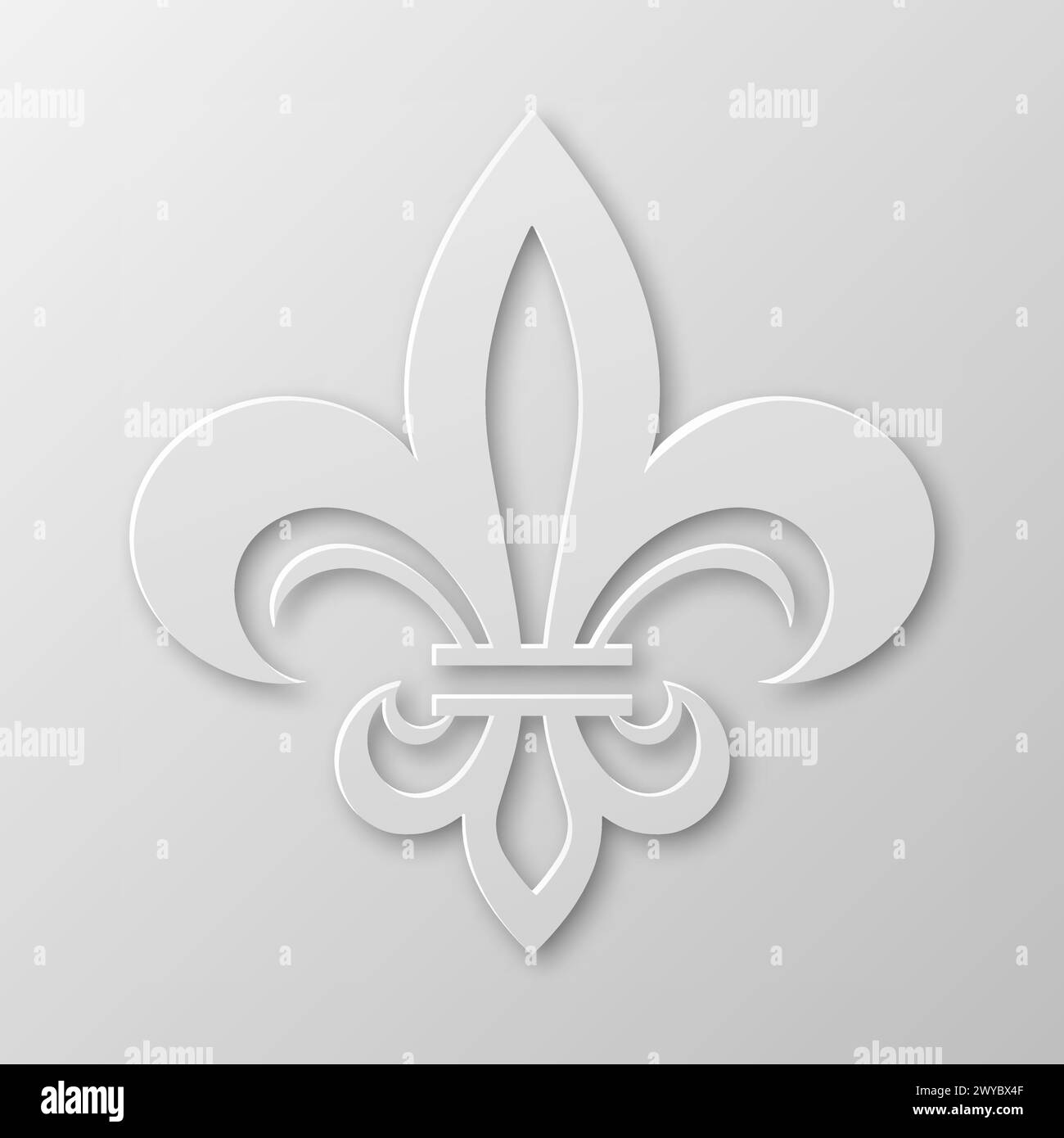Vector Realistic Paper 3d Fleur De Lis Closeup on White Background ...
