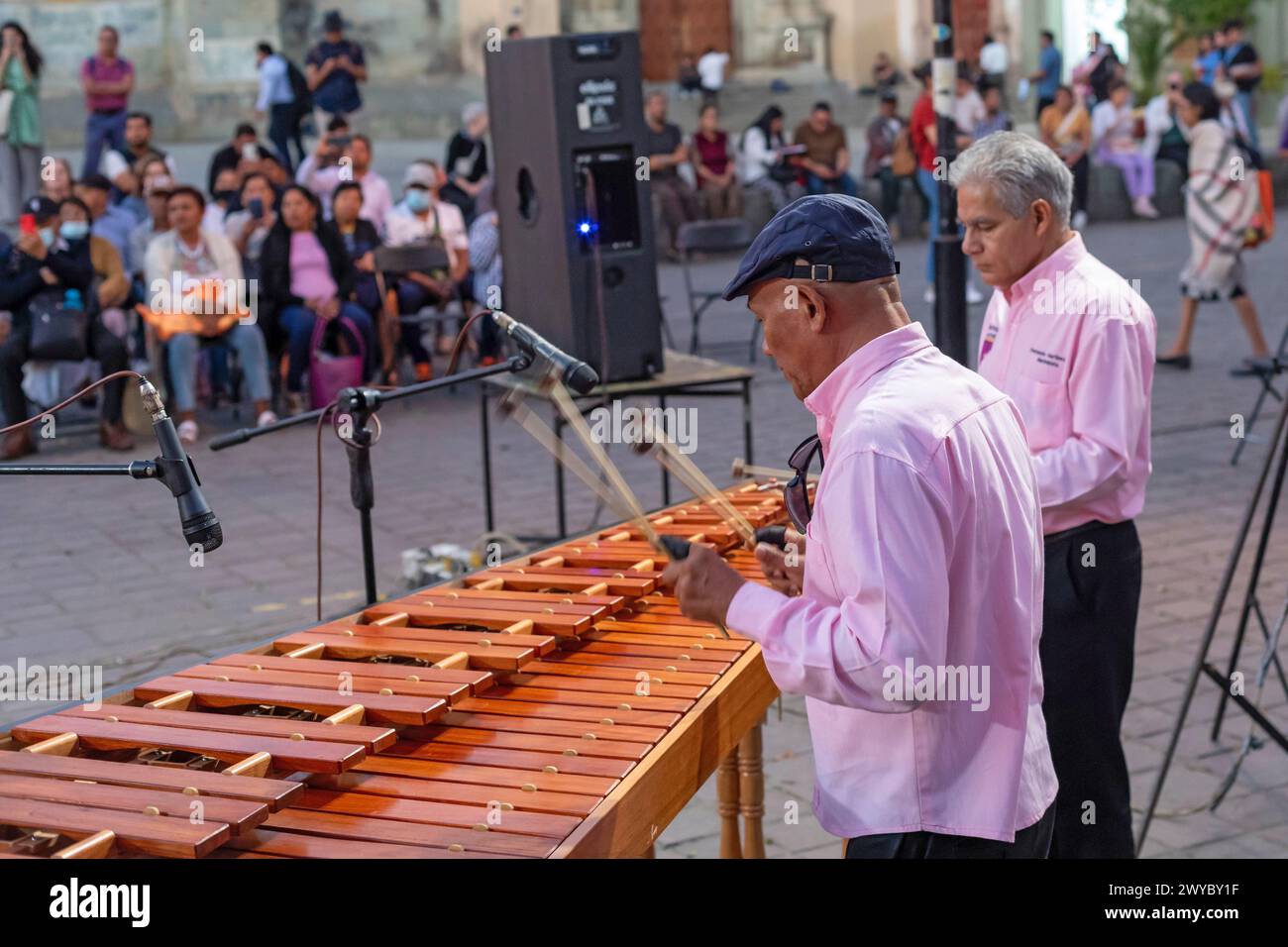 Oaxaca, Mexico - The Marimba del Estado band entertains a crowd in the ...