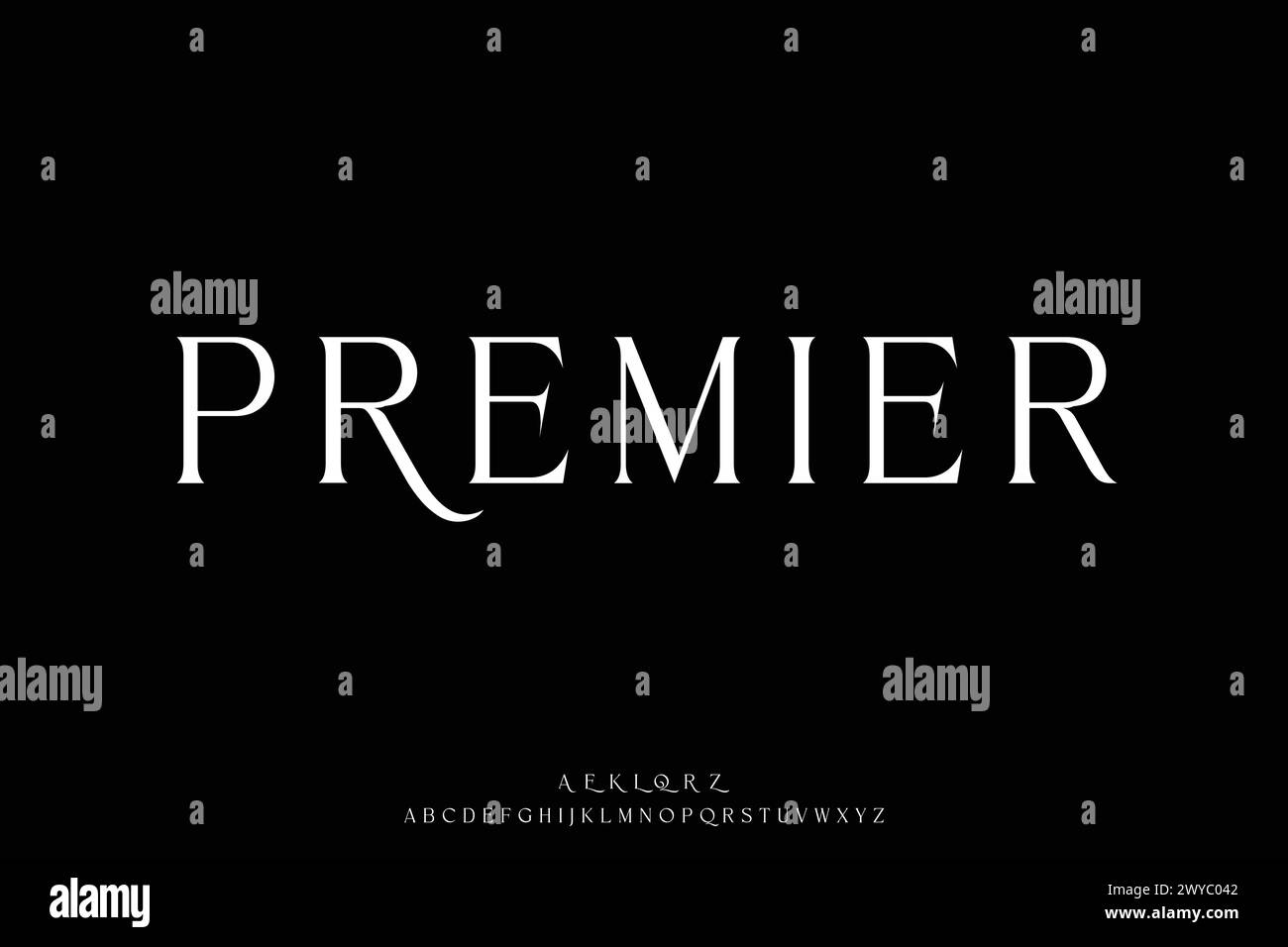 Elegant minimalist sharp serif alphabet display font vector with swoosh ... Elegant minimalist sharp serif alphabet display font vector with swoosh ...
