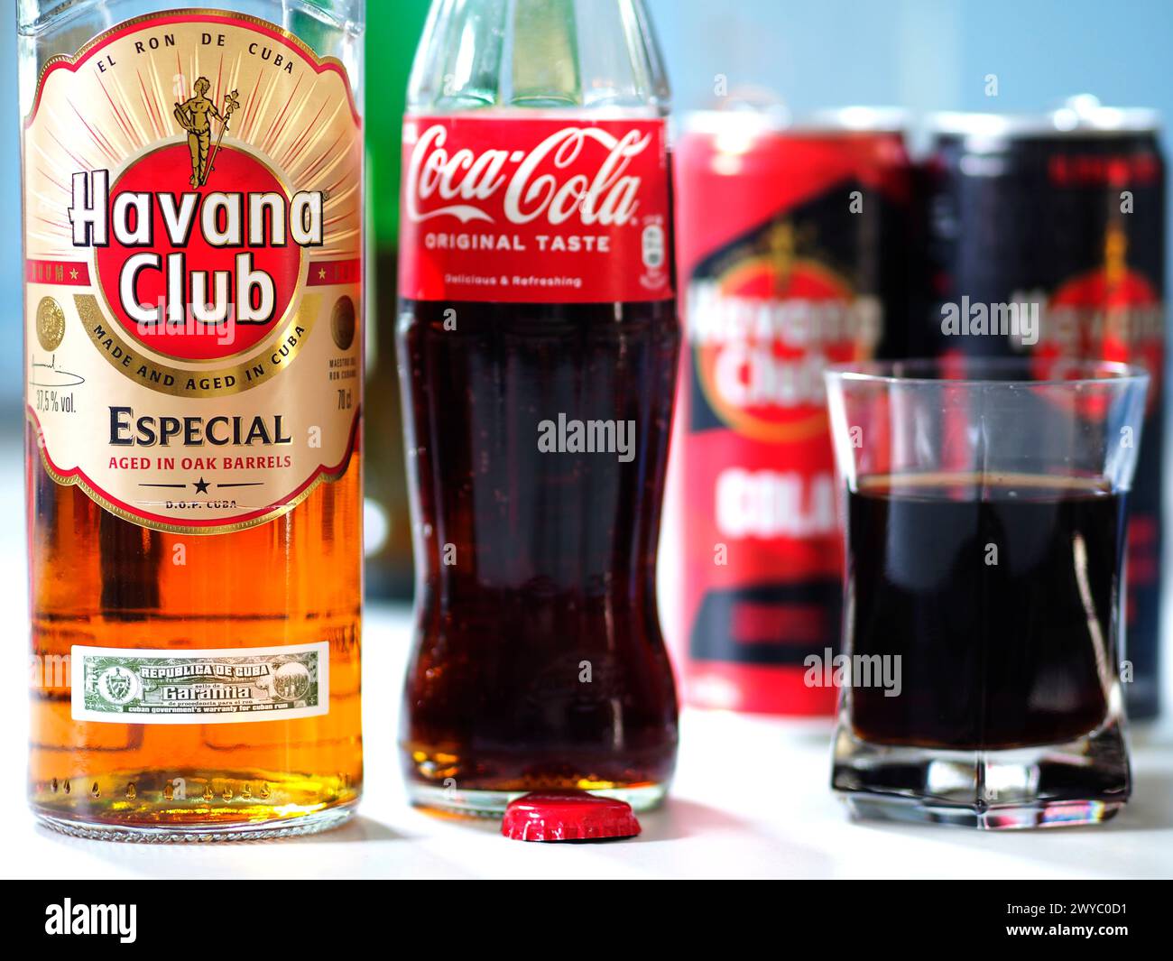 In this photo illustration, a bottles of Havana Club Especial Rum and ...