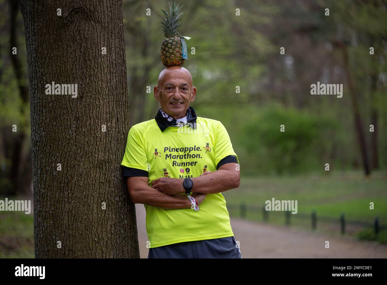 Berlin, Germany. 05th Apr, 2024. Moshe Lederfien, an Israeli marathon ...