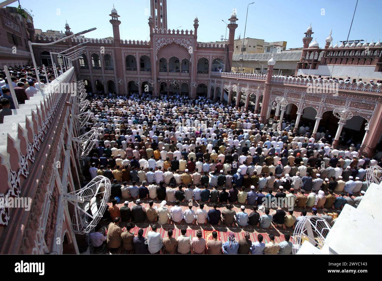 Faithfull Muslims are performing last Friday Prayer of the Holy Month ...