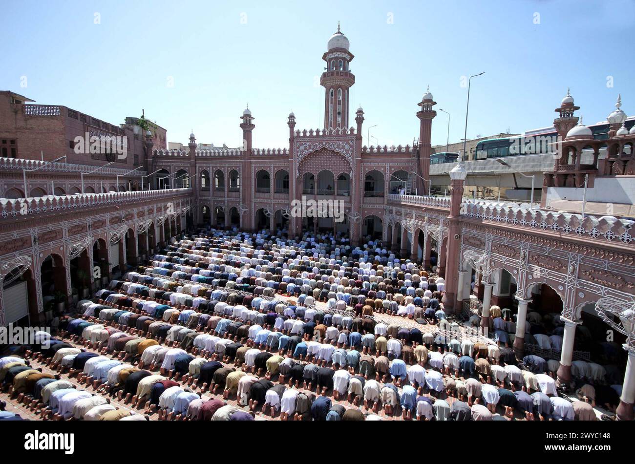 Faithfull Muslims are performing last Friday Prayer of the Holy Month ...