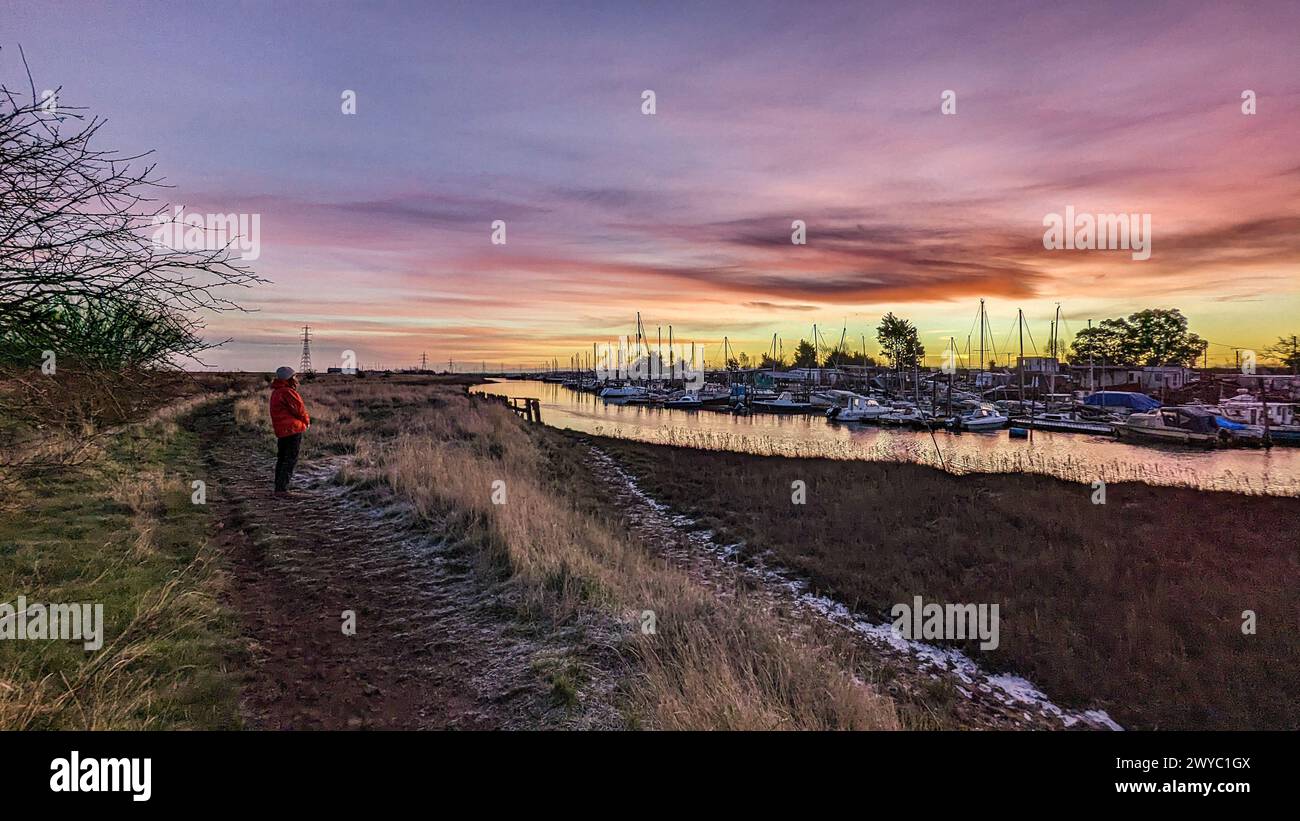 Views around Oare faversham kent sunrise pylons estuary mud flats water ...