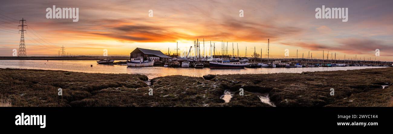 Views around Oare faversham kent sunrise pylons estuary mud flats water ...