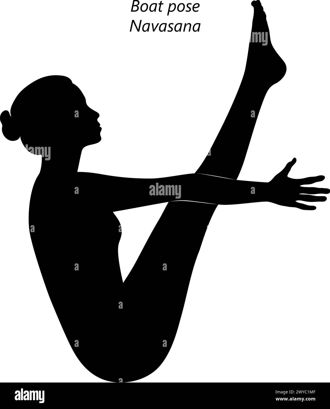 Silhouette of young woman practicing Navasana yoga pose. Boat pose ...