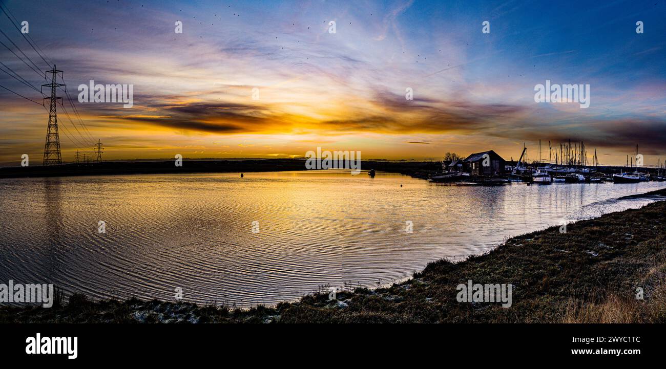 Views around Oare faversham kent sunrise pylons estuary mud flats water ...