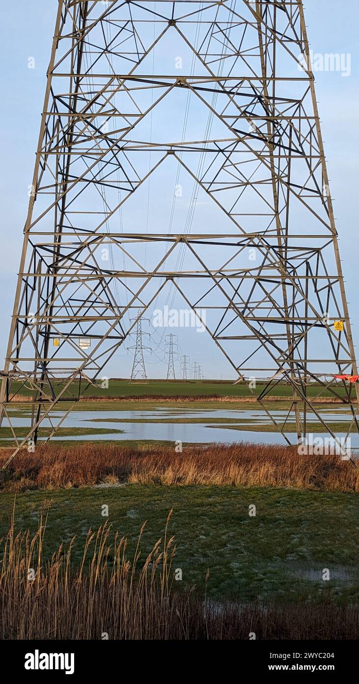 Views around Oare faversham kent sunrise pylons estuary mud flats water ...