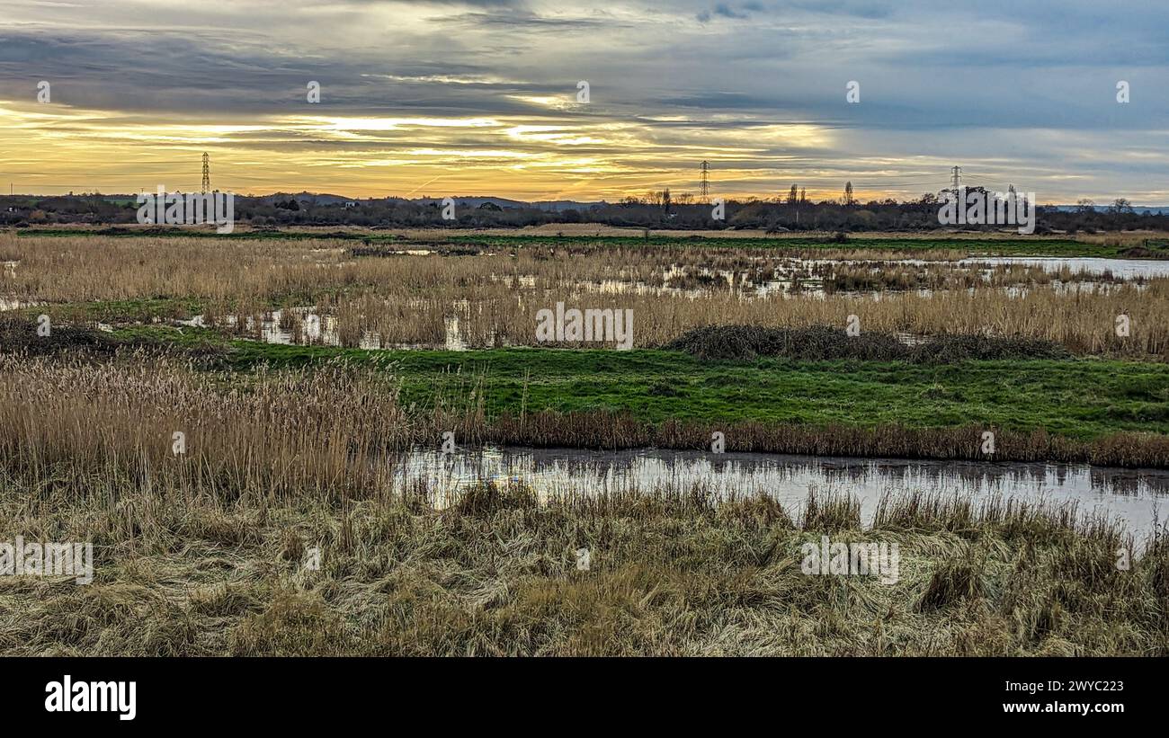 Views around Oare faversham kent sunrise pylons estuary mud flats water ...