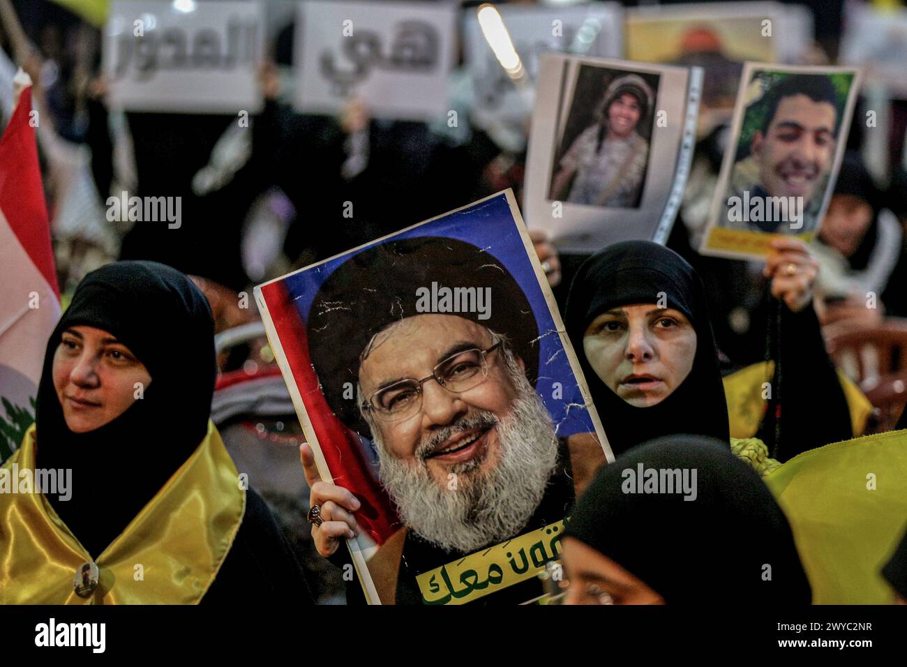 Beirut, Lebanon. 05th Apr, 2024. Pro-Iranian Hezbollah supporters ...