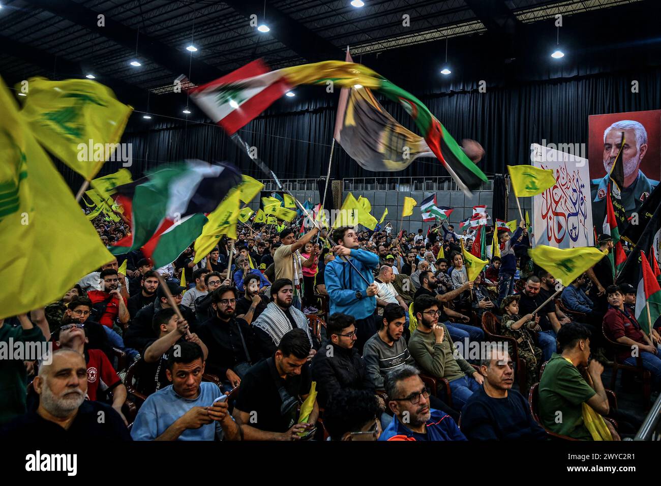 Beirut, Lebanon. 05th Apr, 2024. Pro-Iranian Hezbollah supporters ...