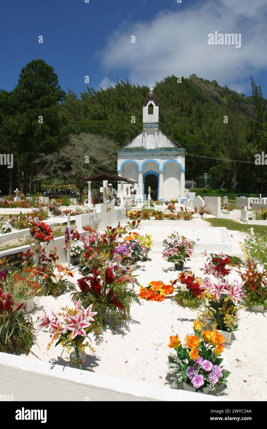Cemetary and last kings (Maputeoa 1868) tomb, Mangareva, Gambier ...