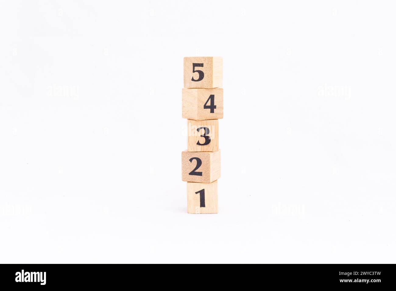 Wooden blocks stacked with numbers isolated on a white background Stock ...