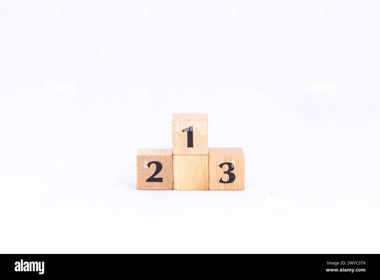 A podium made with wooden blocks on a white background Stock Photo - Alamy
