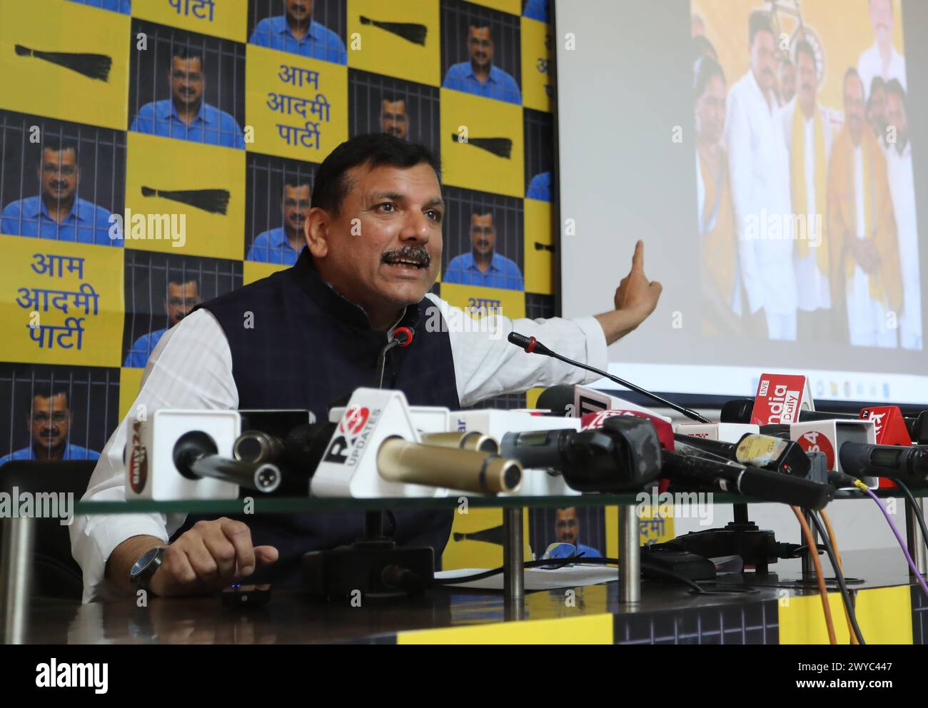 New Delhi, India. 05th Apr, 2024. Indian Aam Aadmi Party (AAP) Member of Parliament, Sanjay ...