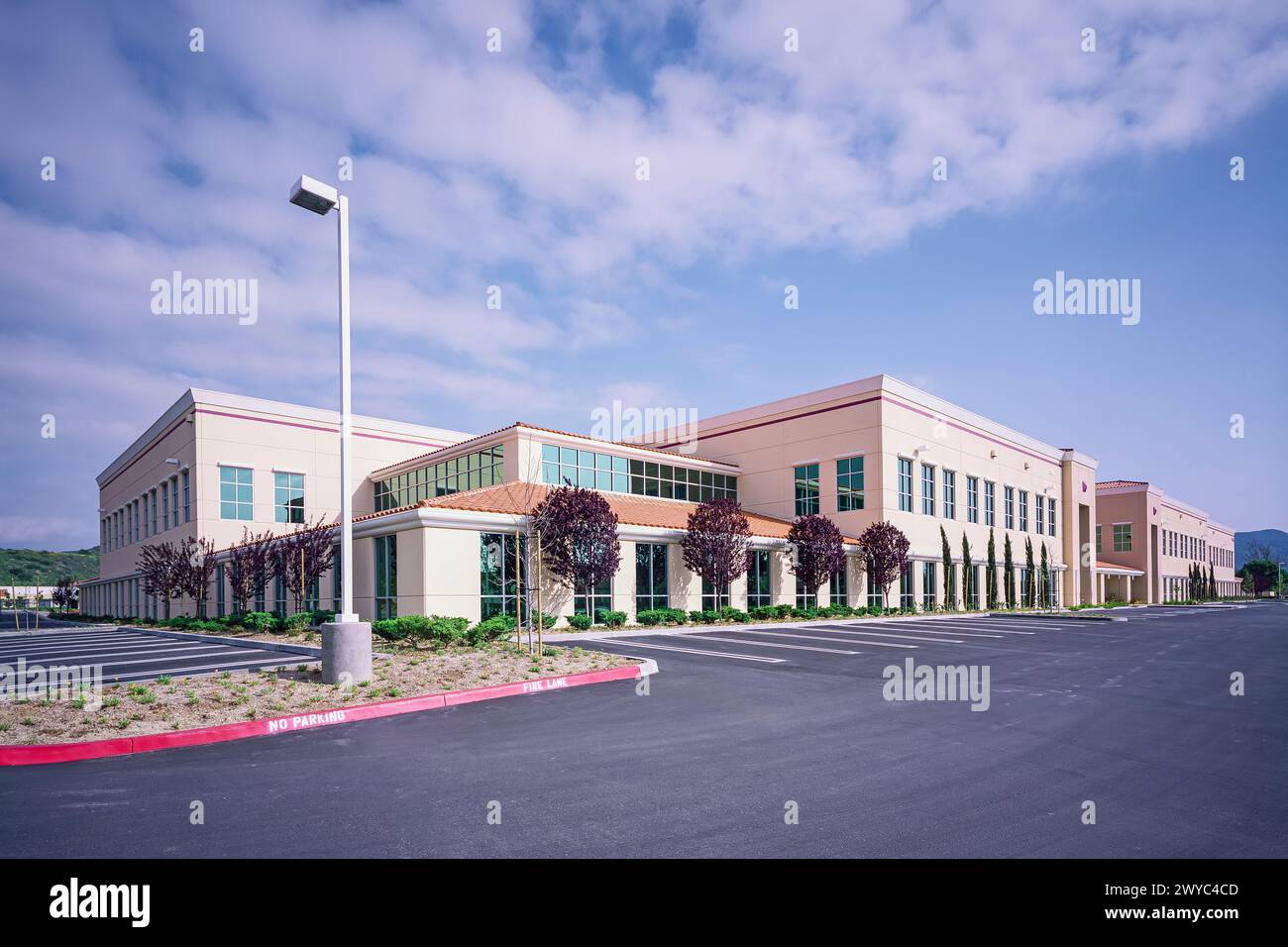 Perspective-controlled architectural exterior elevation of a new ...