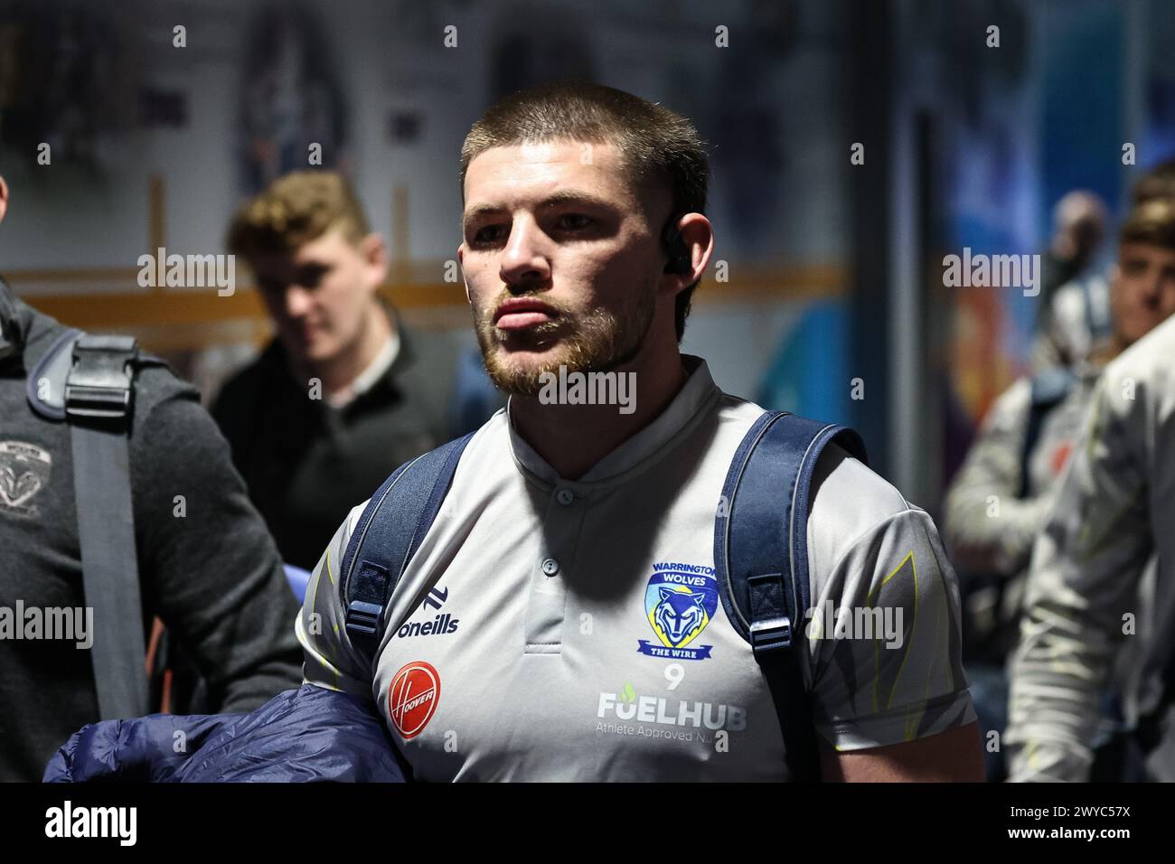 Danny Walker of Warrington Wolves arrives during the Betfred Super ...