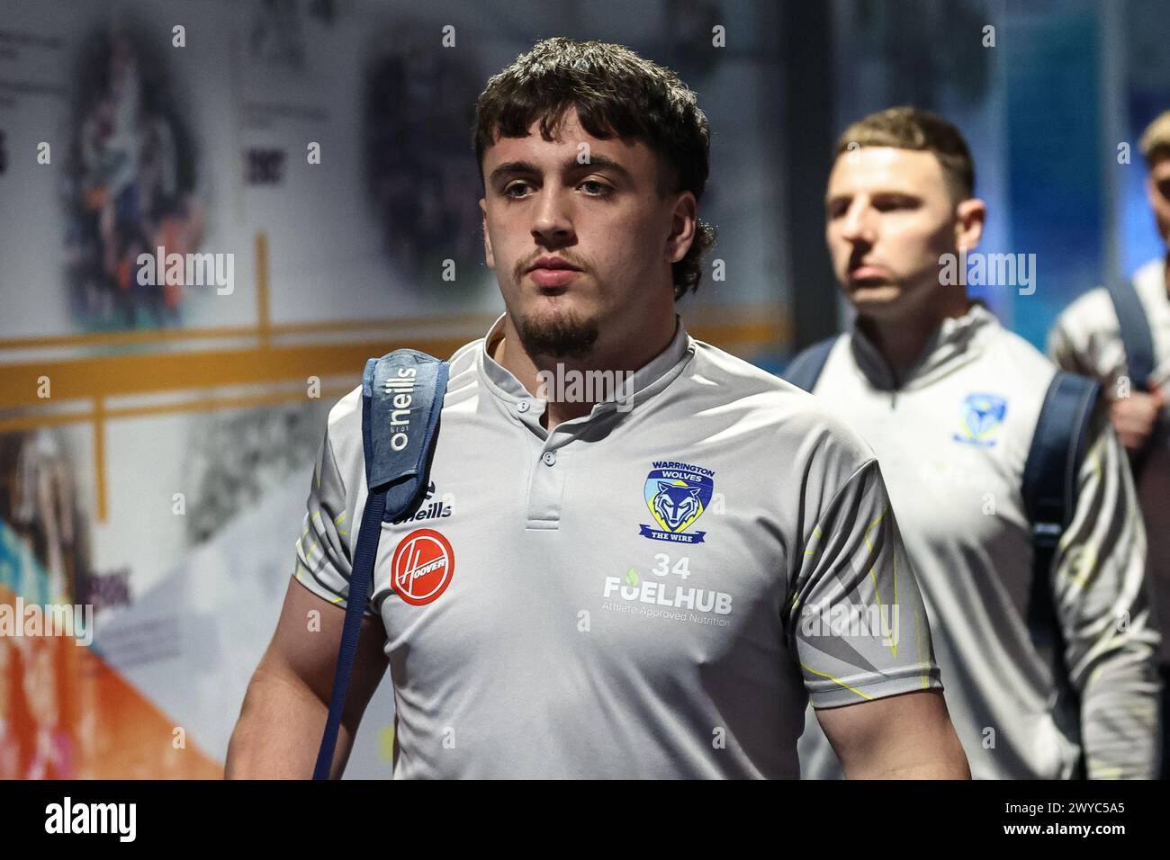 Max Wood of Warrington Wolves arrives during the Betfred Super League ...