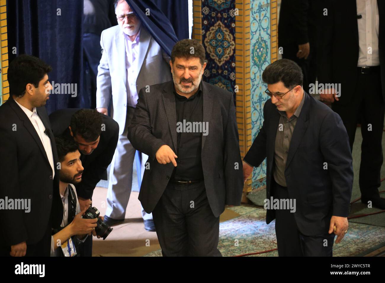 Tehran, Iran. 5th Apr, 2024. Iranian Maddah SAEED HADDADIAN (C) arrives ...