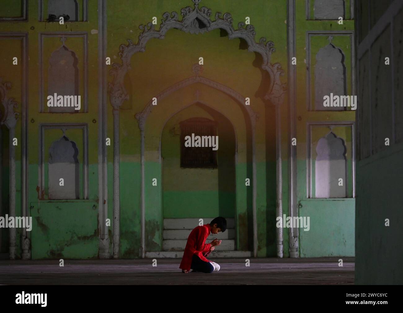 LUCKNOW, INDIA - APRIL 5: Muslims offering prayers on the Last Friday ...