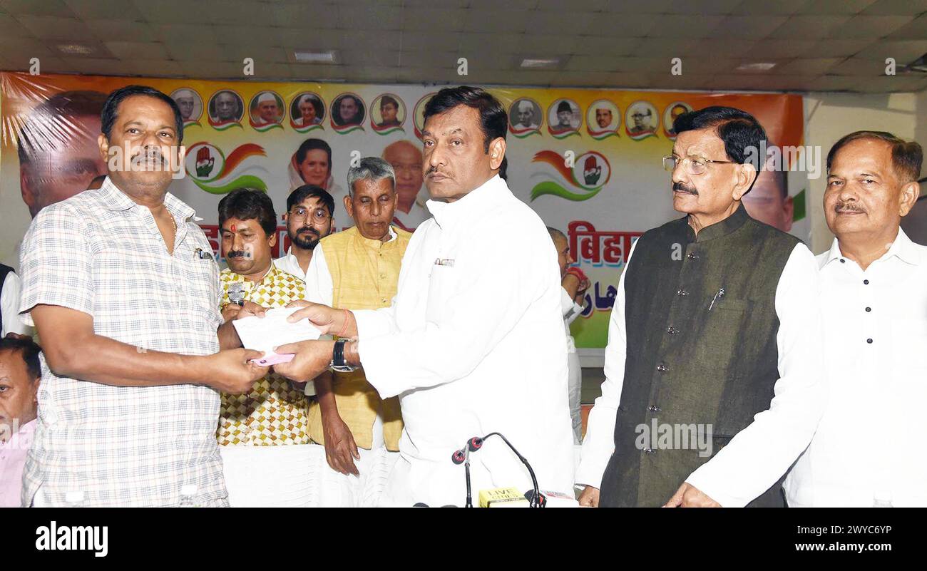 Patna, India. 05th Apr, 2024. PATNA, INDIA - APRIL 5: Bihar Congress ...