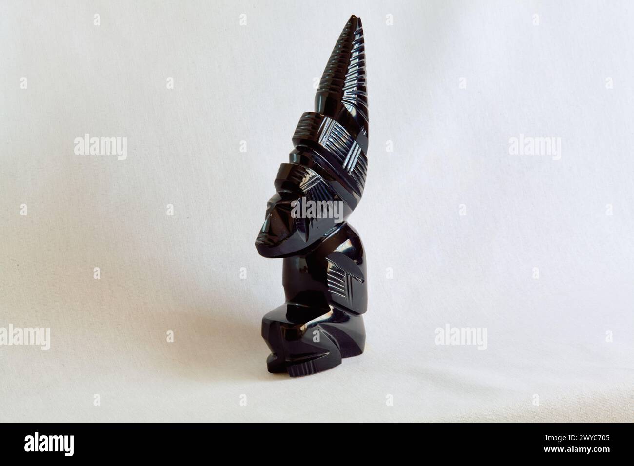 Mayan vintage figure. A tactile piece carved from Obsidian. Obsidian is ...