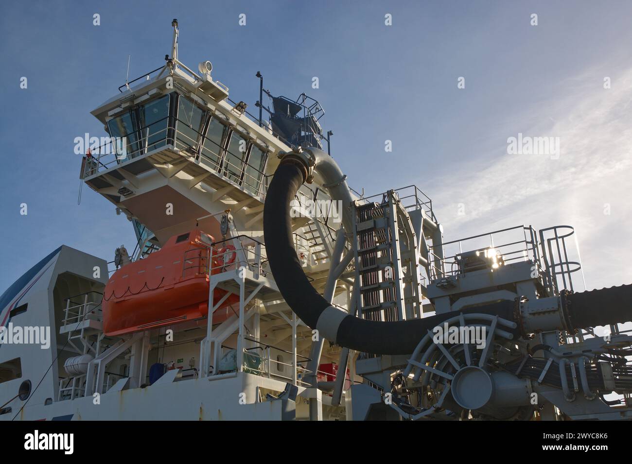 Superstructure on large ship (Dredger / Carrier) with bridge and ...