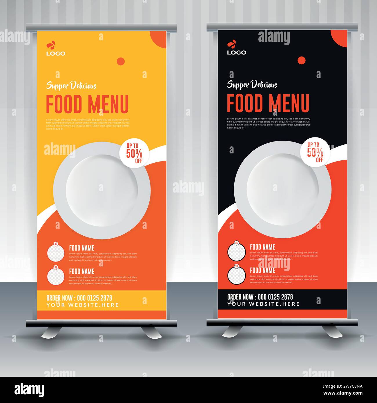 Food menu and restaurant Modern food rollup banner design Stock Vector ...