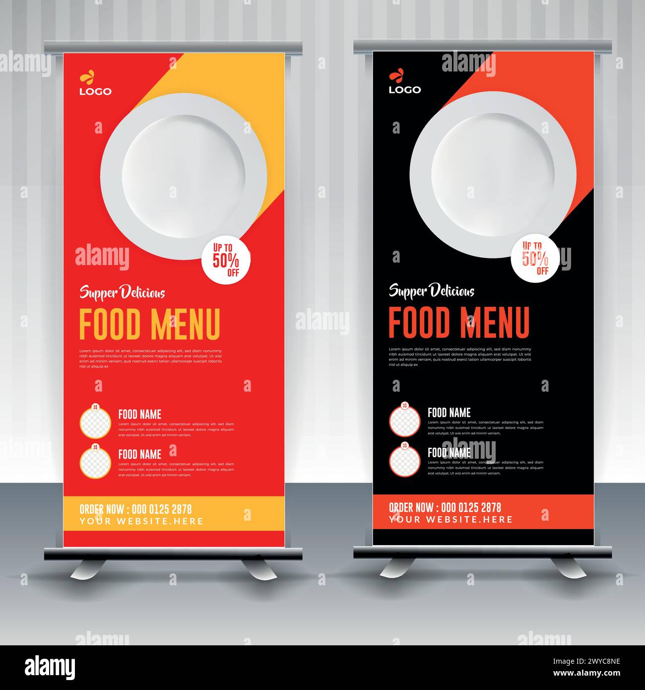 Food menu and restaurant Modern food rollup banner design Stock Vector ...