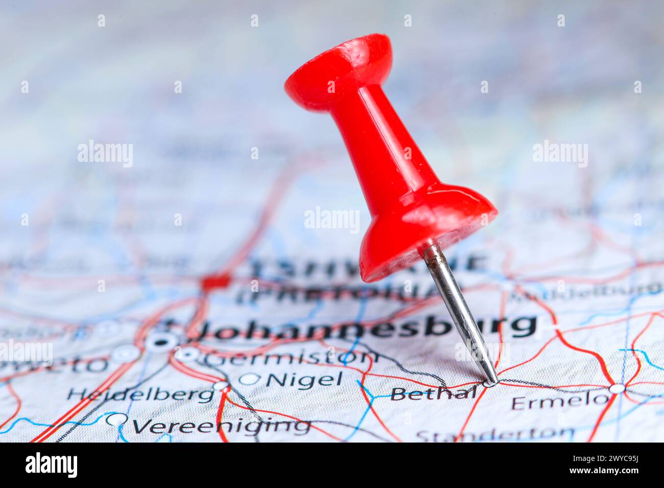 Bethal, South Africa pin on map Stock Photo - Alamy