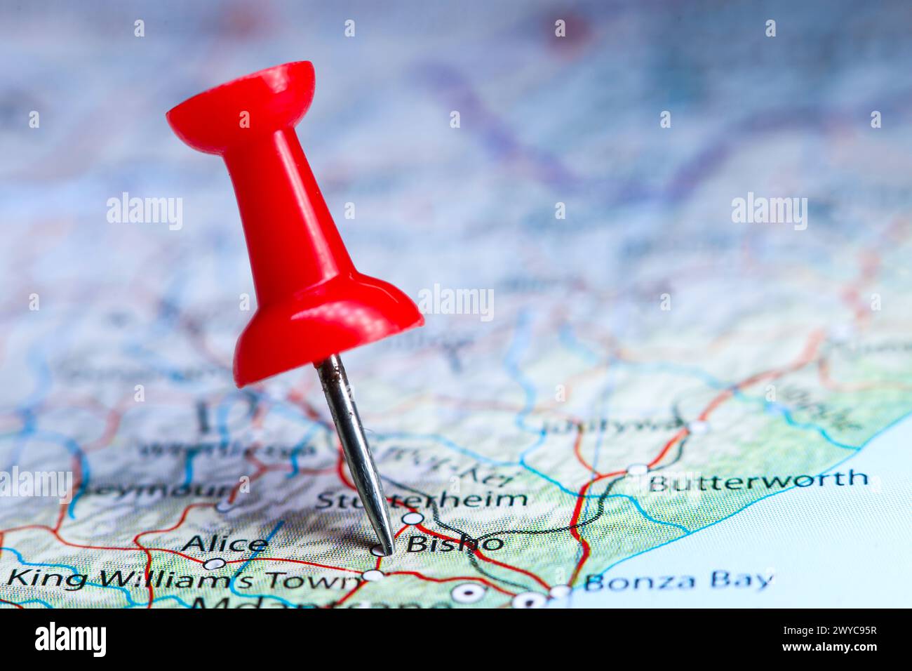 Bisho, South Africa pin on map Stock Photo - Alamy