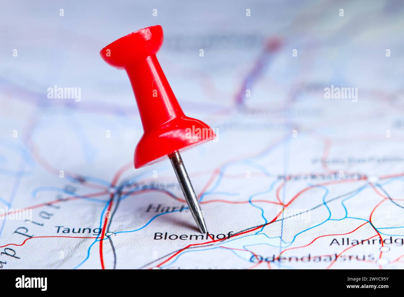 Bloemhof, South Africa pin on map Stock Photo - Alamy