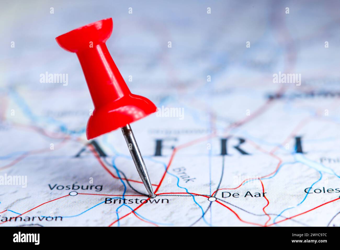 Britstown, South Africa pin on map Stock Photo - Alamy