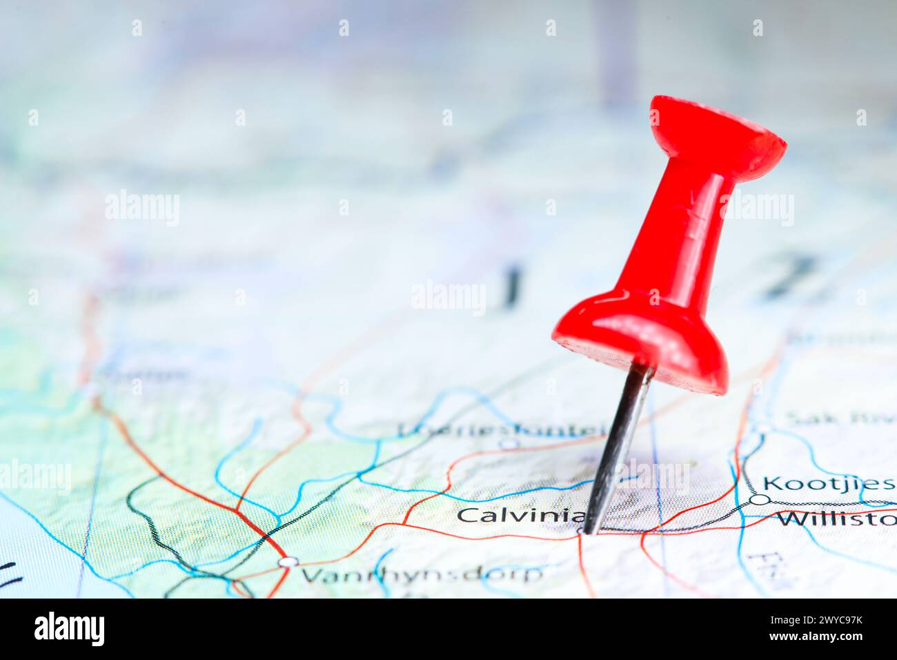 Calvinia, South Africa pin on map Stock Photo - Alamy