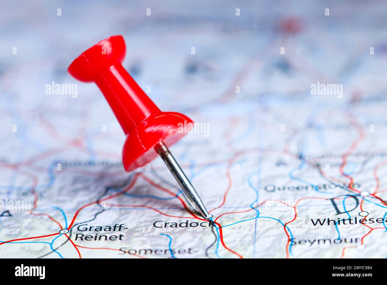 Cradock, South Africa pin on map Stock Photo - Alamy