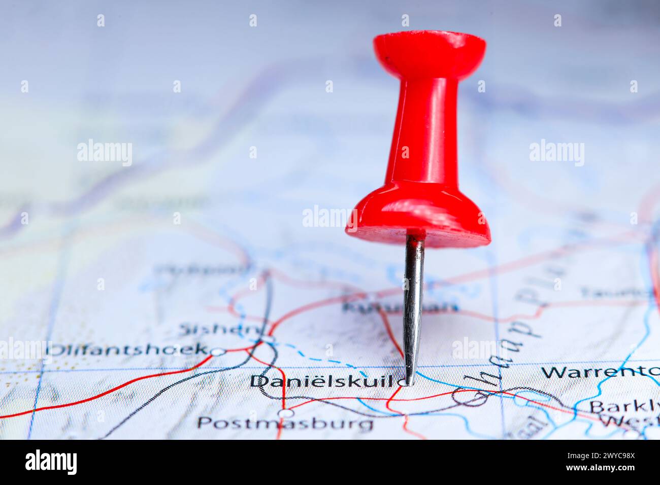 Danielskuil, South Africa pin on map Stock Photo - Alamy