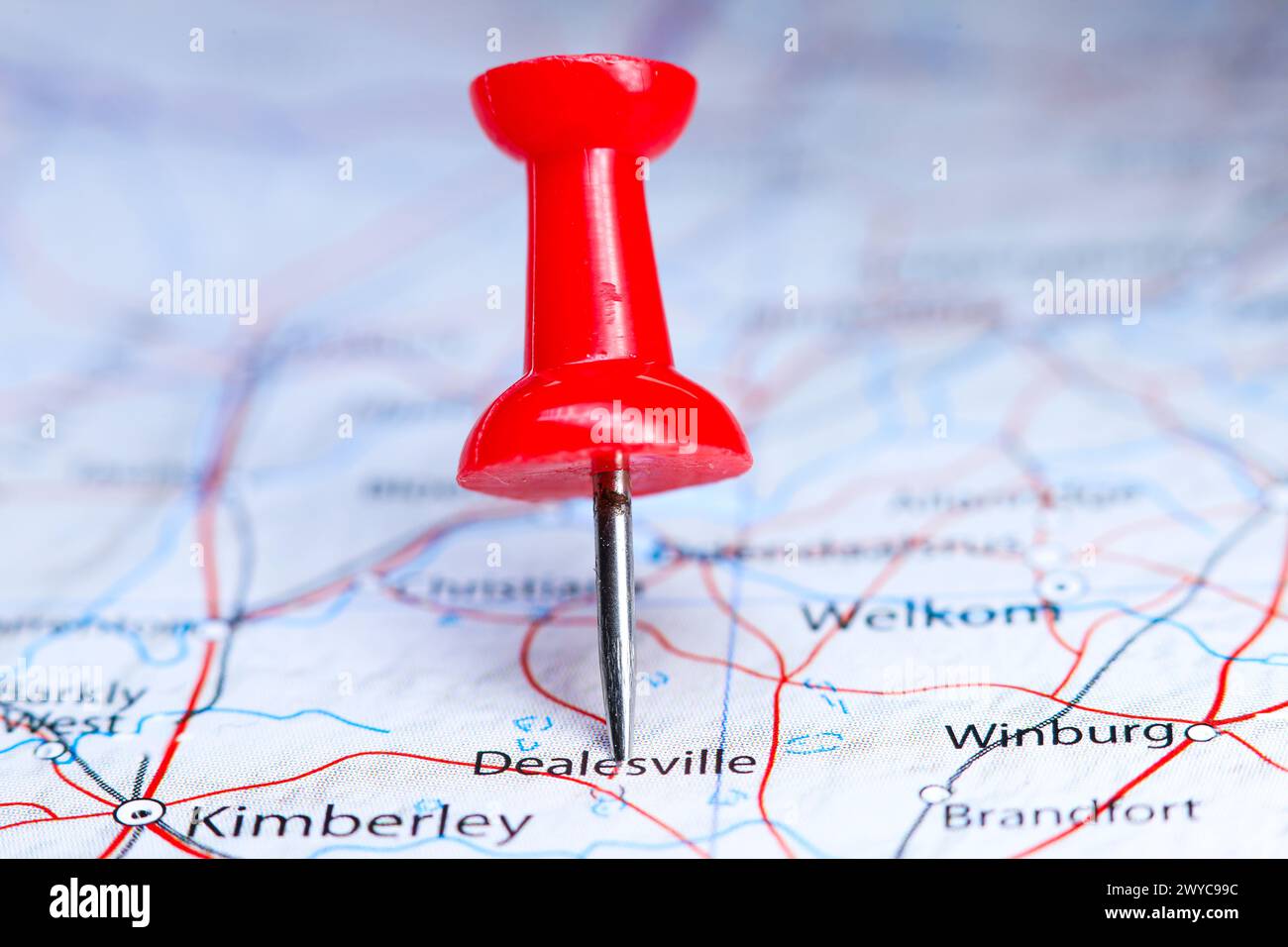Dealesville, South Africa pin on map Stock Photo - Alamy
