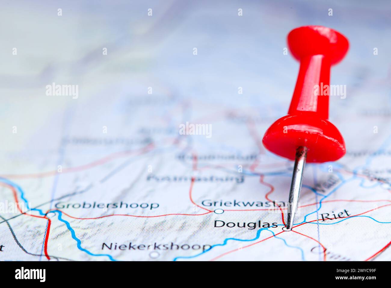 Douglas, South Africa pin on map Stock Photo - Alamy