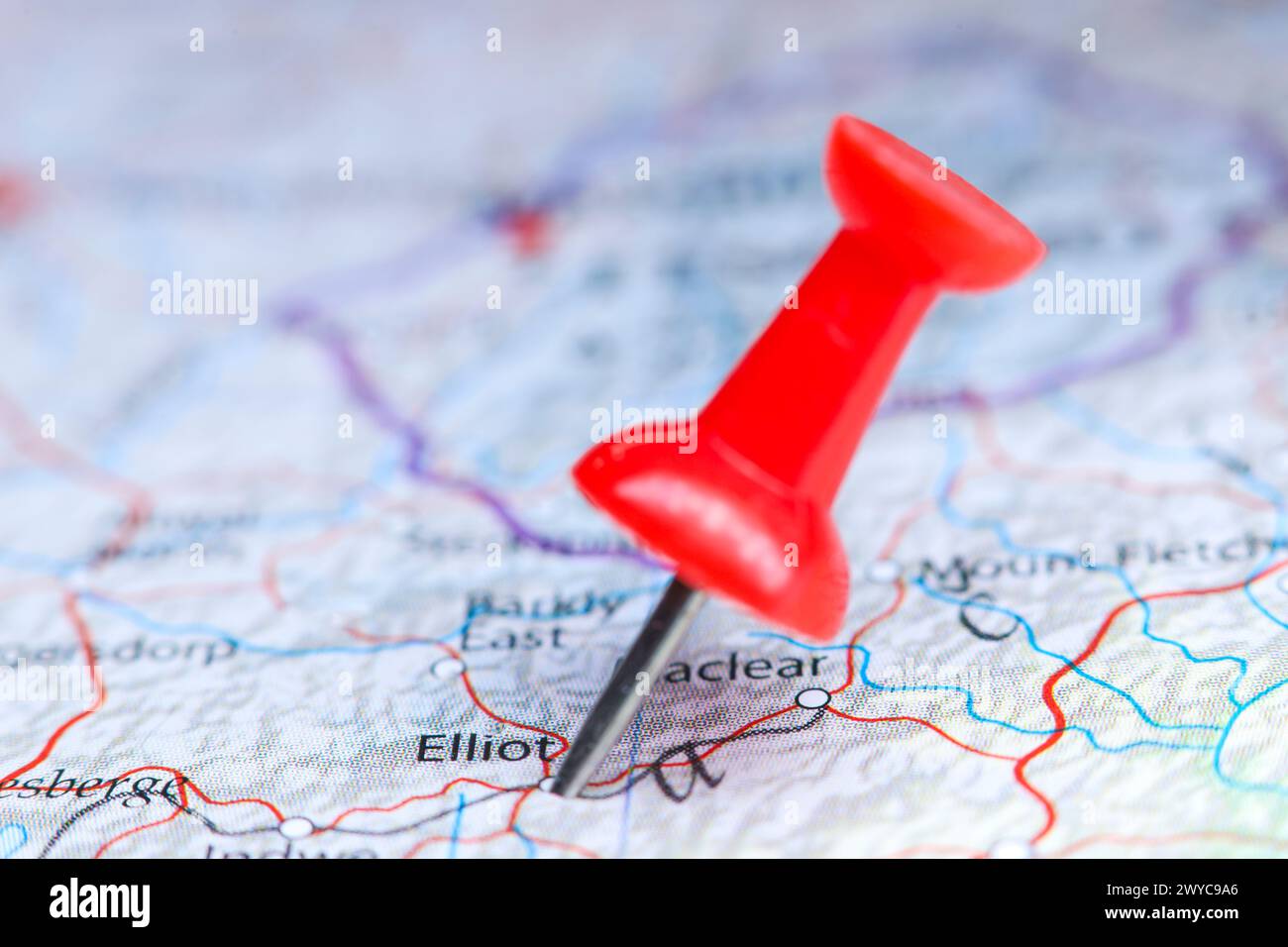 Elliot, South Africa pin on map Stock Photo - Alamy