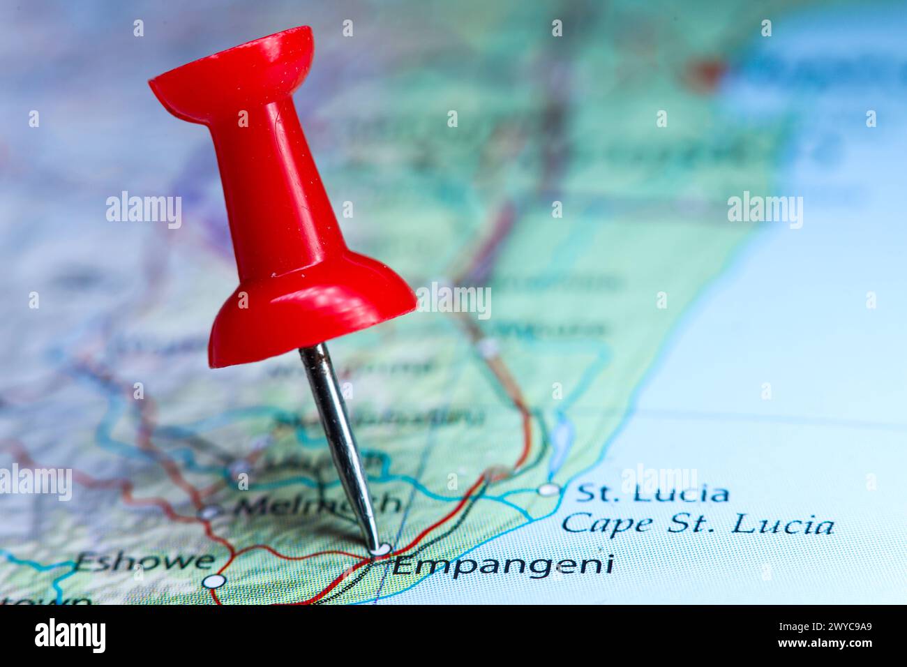 Empangeni, South Africa pin on map Stock Photo - Alamy