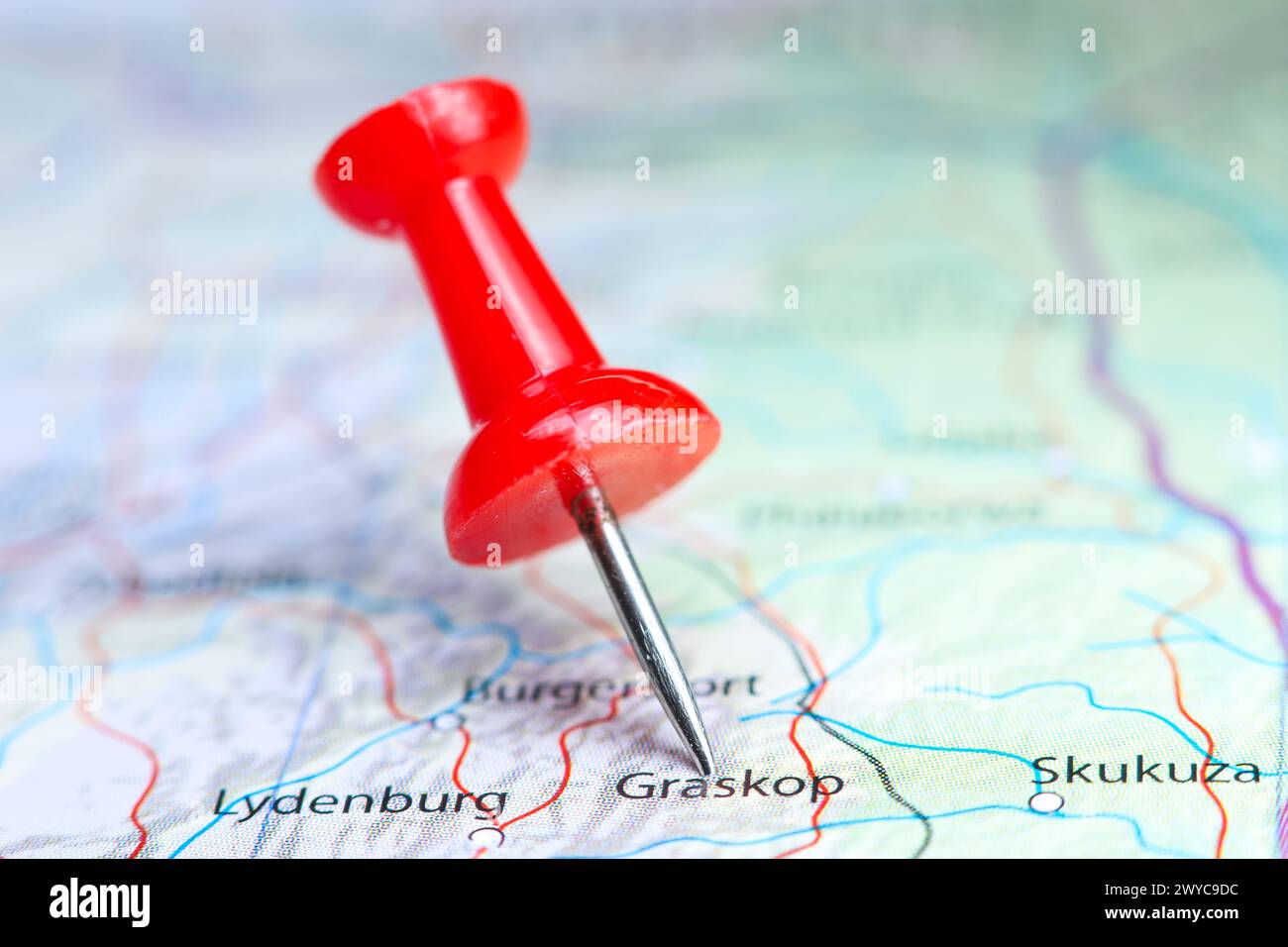 Graskop, South Africa pin on map Stock Photo - Alamy