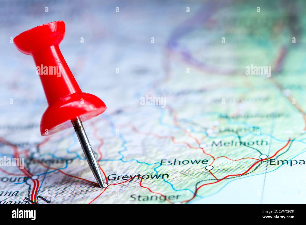Greytown, South Africa pin on map Stock Photo - Alamy