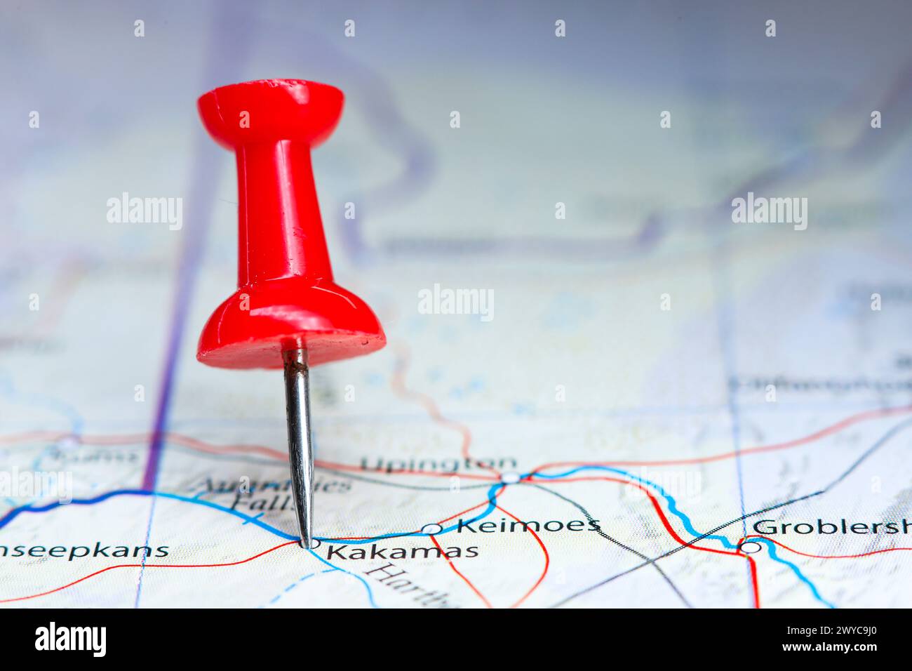 Kakamas, South Africa pin on map Stock Photo - Alamy