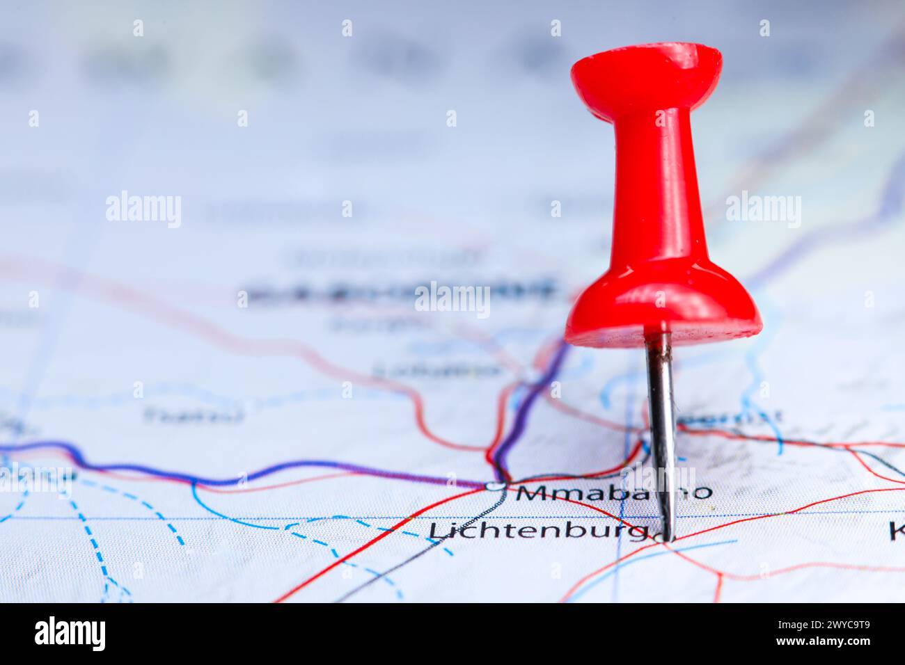 Lichtenburg, South Africa pin on map Stock Photo - Alamy