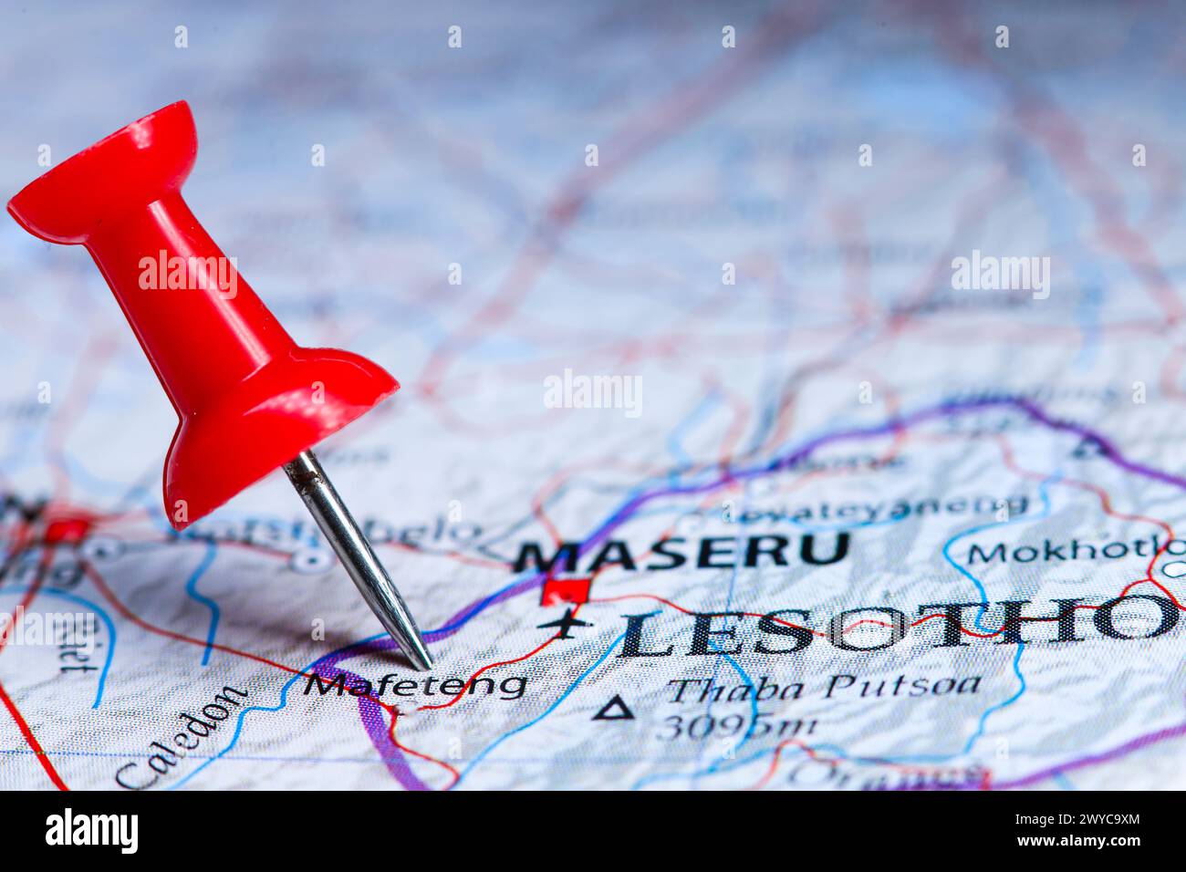 Mafeteng, Lesotho pin on map Stock Photo - Alamy
