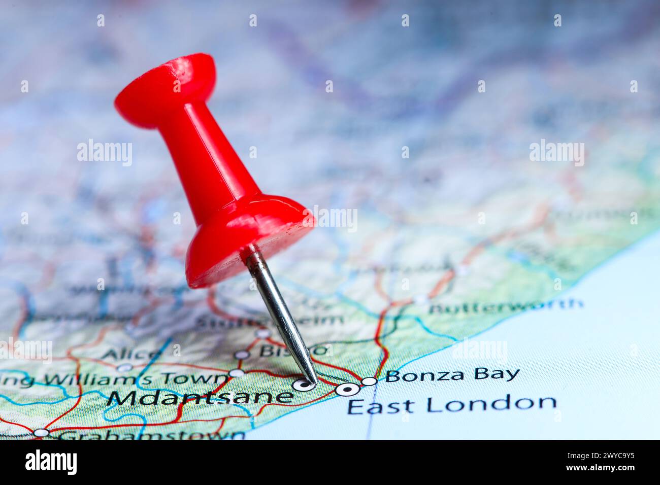 Mdantsane, South Africa pin on map Stock Photo - Alamy