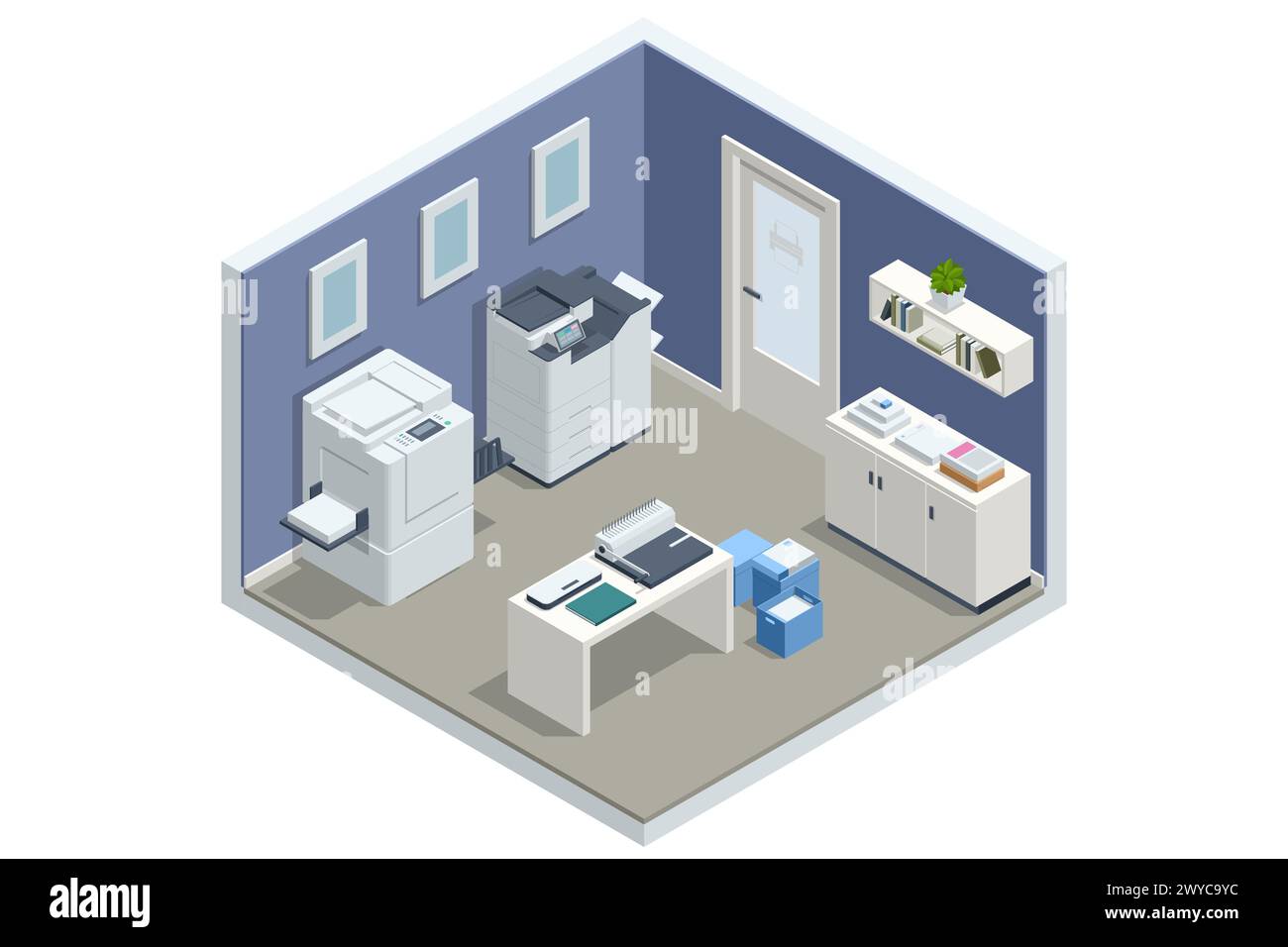 Isometric Printing services, Printing house industry. Print, copy, scan, fax. For office ...