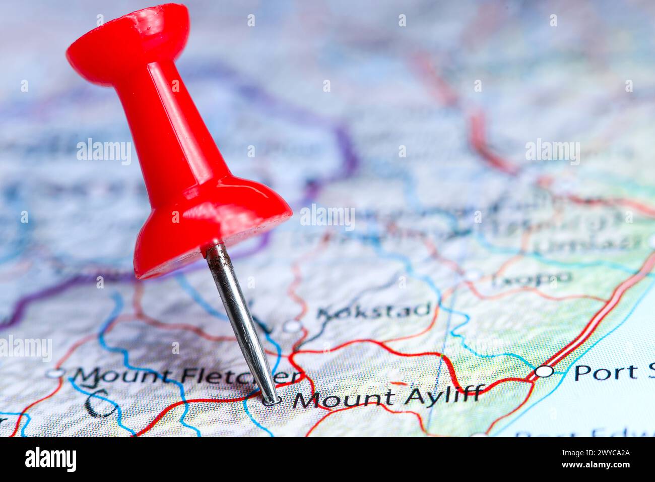 Mount Ayliff, South Africa pin on map Stock Photo - Alamy